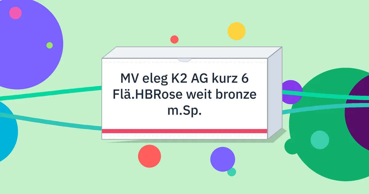 Symbolbild: Packung mit der Aufschrift MV eleg K2 AG kurz 6 Flä.HBRose weit bronze m.Sp. (PZN 15706303) – Verfügbarkeit und Bezug in Apotheken in Frankfurt am Main