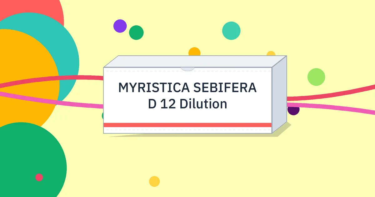 Symbolbild: Packung mit der Aufschrift MYRISTICA SEBIFERA D 12 Dilution (PZN 04228208) – Verfügbarkeit und Bezug in Apotheken in Frankfurt am Main