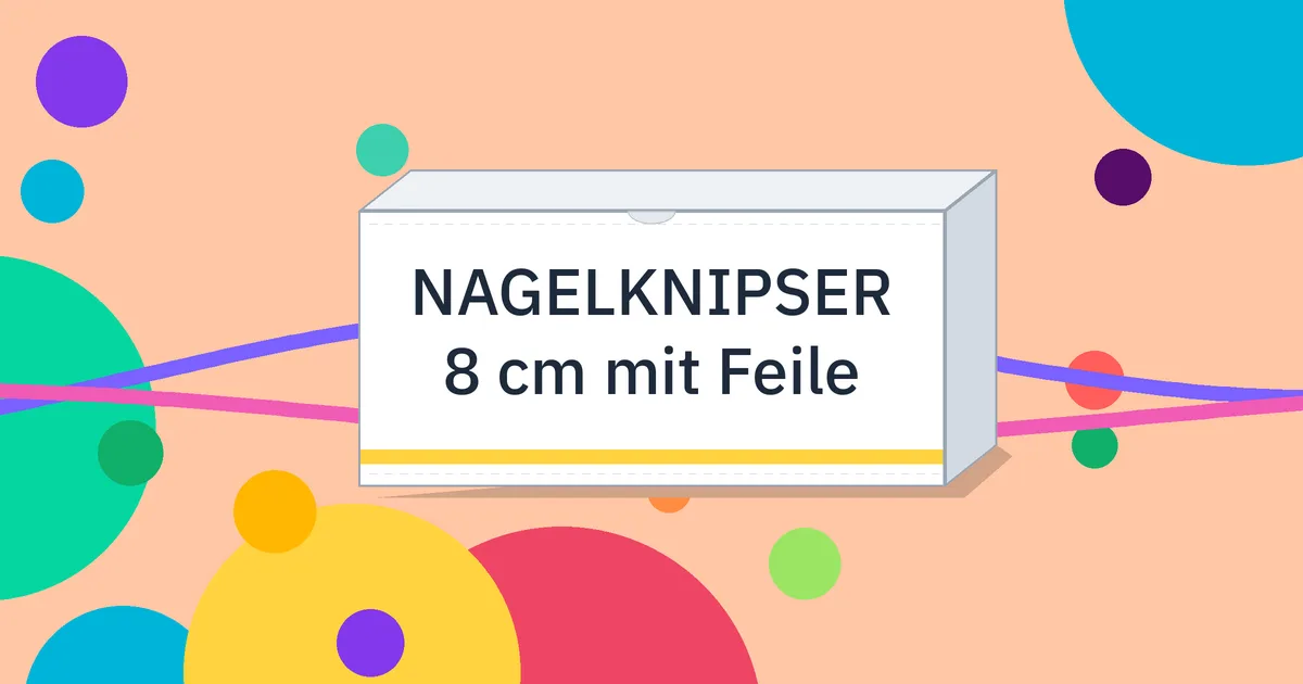 Symbolbild: Packung mit der Aufschrift NAGELKNIPSER 8 cm mit Feile (PZN 09422168) – Verfügbarkeit und Bezug in Apotheken in Frankfurt am Main