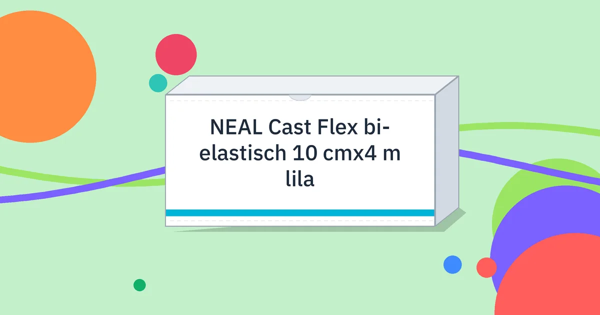 Symbolbild: Packung mit der Aufschrift NEAL Cast Flex bi-elastisch 10 cmx4 m lila (PZN 19530887) – Verfügbarkeit und Bezug in Apotheken in Frankfurt am Main