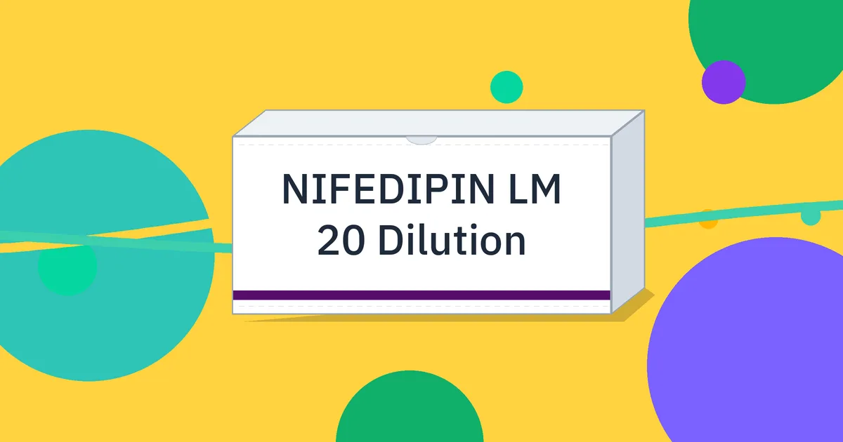 Symbolbild: Packung mit der Aufschrift NIFEDIPIN LM 20 Dilution (PZN 12969628) – Verfügbarkeit und Bezug in Apotheken in Frankfurt am Main