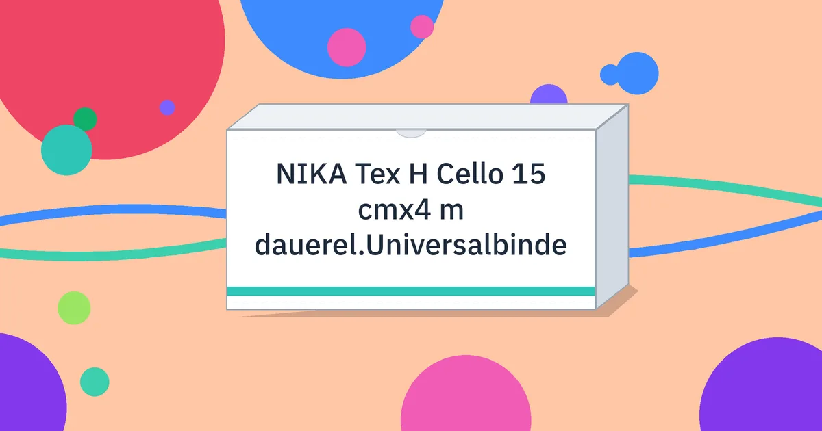 Symbolbild: Packung mit der Aufschrift NIKA Tex H Cello 15 cmx4 m dauerel.Universalbinde (PZN 18171009) – Verfügbarkeit und Bezug in Apotheken in Frankfurt am Main