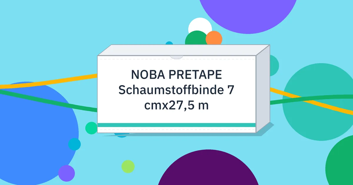 Symbolbild: Packung mit der Aufschrift NOBA PRETAPE Schaumstoffbinde 7 cmx27,5 m (PZN 04152422) – Verfügbarkeit und Bezug in Apotheken in Frankfurt am Main