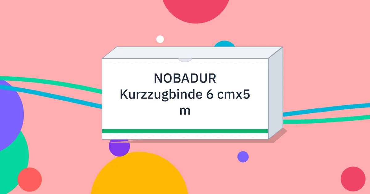 Symbolbild: Packung mit der Aufschrift NOBADUR Kurzzugbinde 6 cmx5 m (PZN 01410964) – Verfügbarkeit und Bezug in Apotheken in Frankfurt am Main
