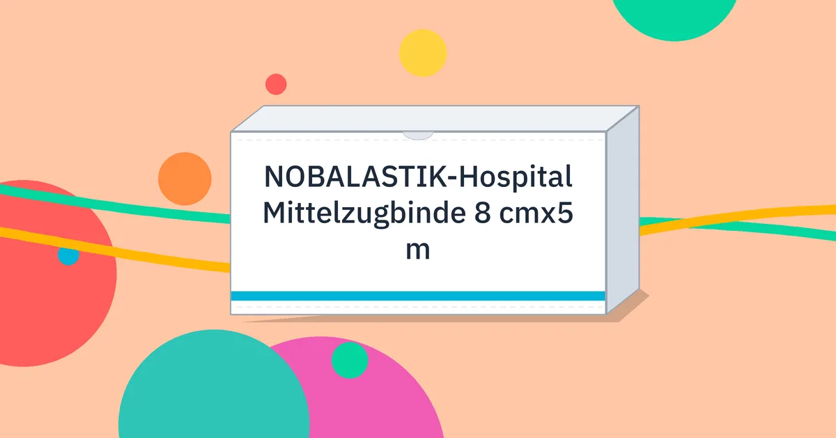 Symbolbild: Packung mit der Aufschrift NOBALASTIK-Hospital Mittelzugbinde 8 cmx5 m (PZN 00032336) – Verfügbarkeit und Bezug in Apotheken in Frankfurt am Main