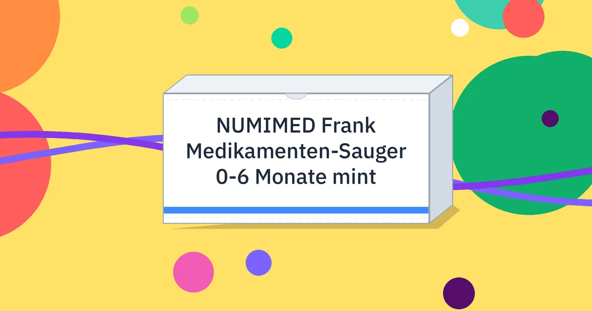 Symbolbild: Packung mit der Aufschrift NUMIMED Frank Medikamenten-Sauger 0-6 Monate mint (PZN 07379209) – Verfügbarkeit und Bezug in Apotheken in Frankfurt am Main