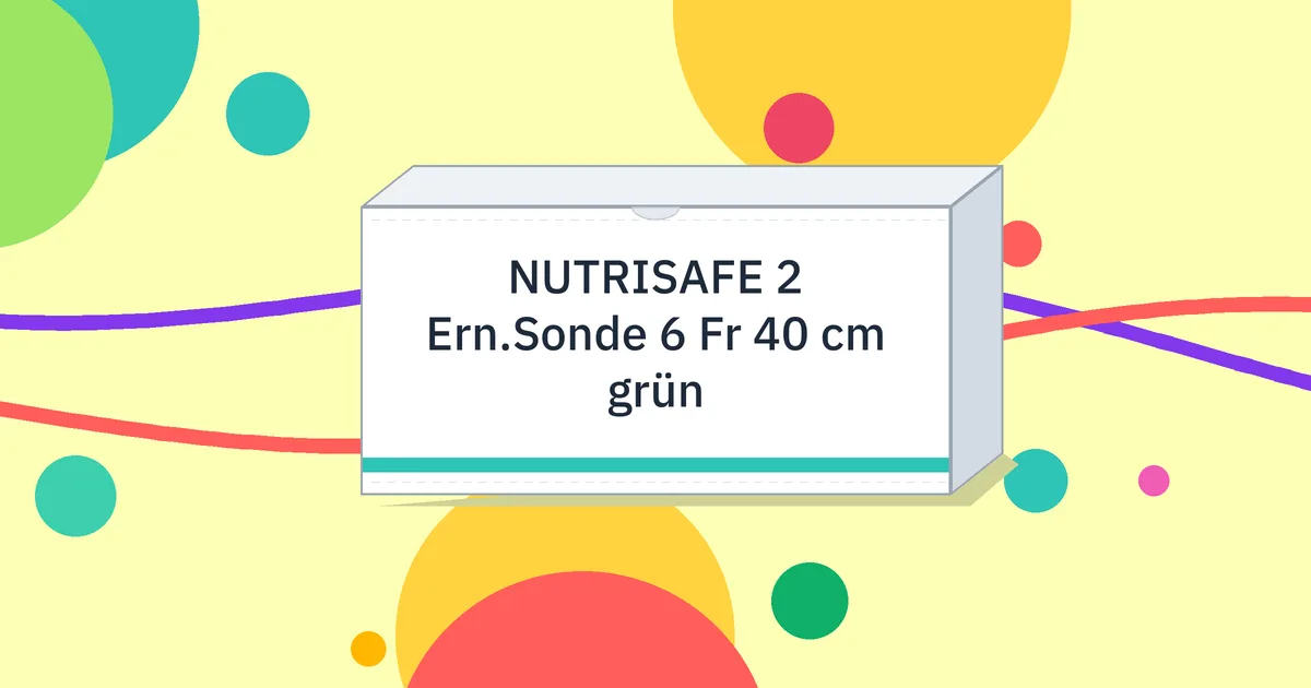 Symbolbild: Packung mit der Aufschrift NUTRISAFE 2 Ern.Sonde 6 Fr 40 cm grün (PZN 04982661) – Verfügbarkeit und Bezug in Apotheken in Frankfurt am Main