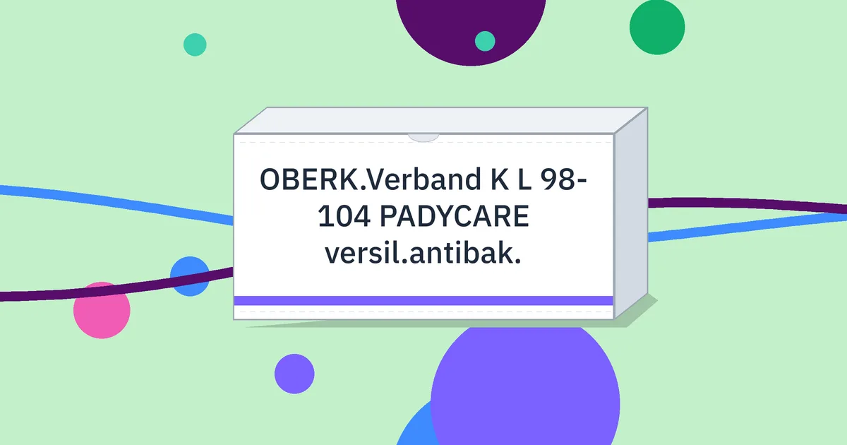 Symbolbild: Packung mit der Aufschrift OBERK.Verband K L 98-104 PADYCARE versil.antibak. (PZN 10938612) – Verfügbarkeit und Bezug in Apotheken in Frankfurt am Main