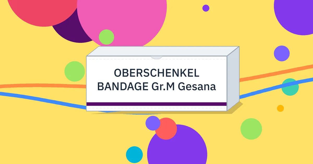 Symbolbild: Packung mit der Aufschrift OBERSCHENKEL BANDAGE Gr.M Gesana (PZN 03862179) – Verfügbarkeit und Bezug in Apotheken in Frankfurt am Main
