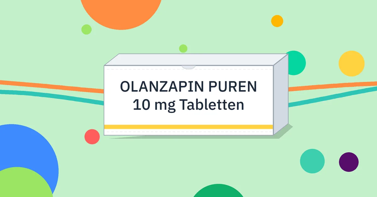 Symbolbild: Packung mit der Aufschrift OLANZAPIN PUREN 10 mg Tabletten (PZN 13423067) – Verfügbarkeit und Bezug in Apotheken in Frankfurt am Main