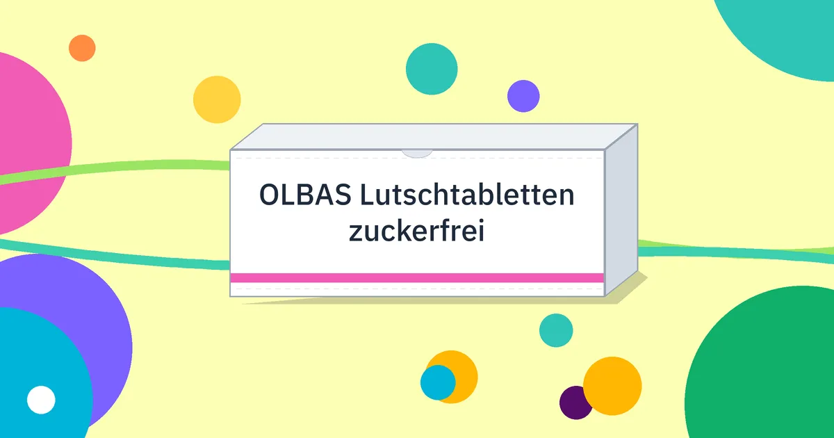 Symbolbild: Packung mit der Aufschrift OLBAS Lutschtabletten zuckerfrei (PZN 06903565) – Verfügbarkeit und Bezug in Apotheken in Frankfurt am Main