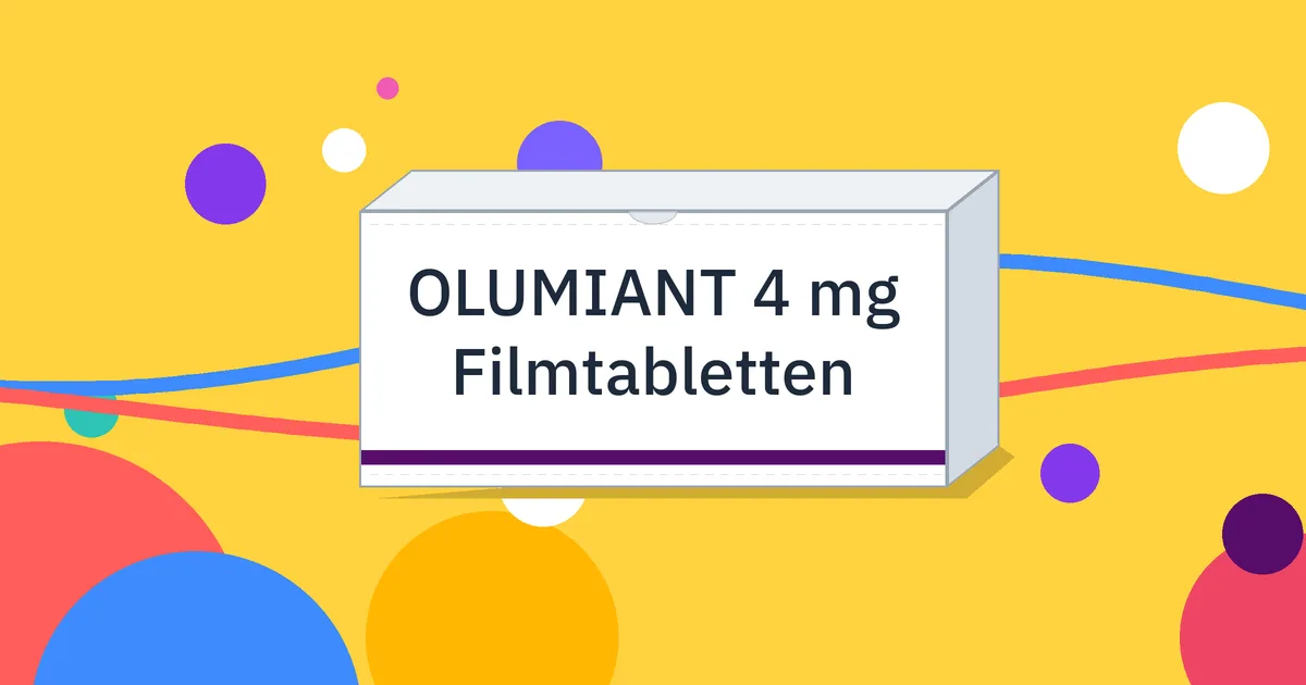 Symbolbild: Packung mit der Aufschrift OLUMIANT 4 mg Filmtabletten (PZN 12652943) – Verfügbarkeit und Bezug in Apotheken in Frankfurt am Main