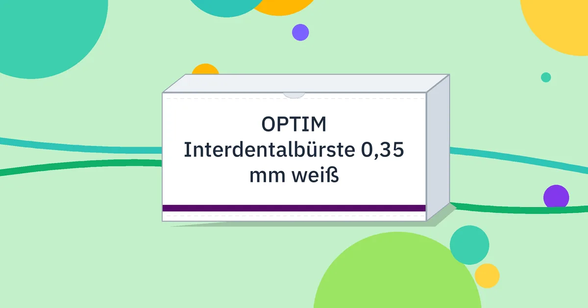 Symbolbild: Packung mit der Aufschrift OPTIM Interdentalbürste 0,35 mm weiß (PZN 16237454) – Verfügbarkeit und Bezug in Apotheken in Frankfurt am Main