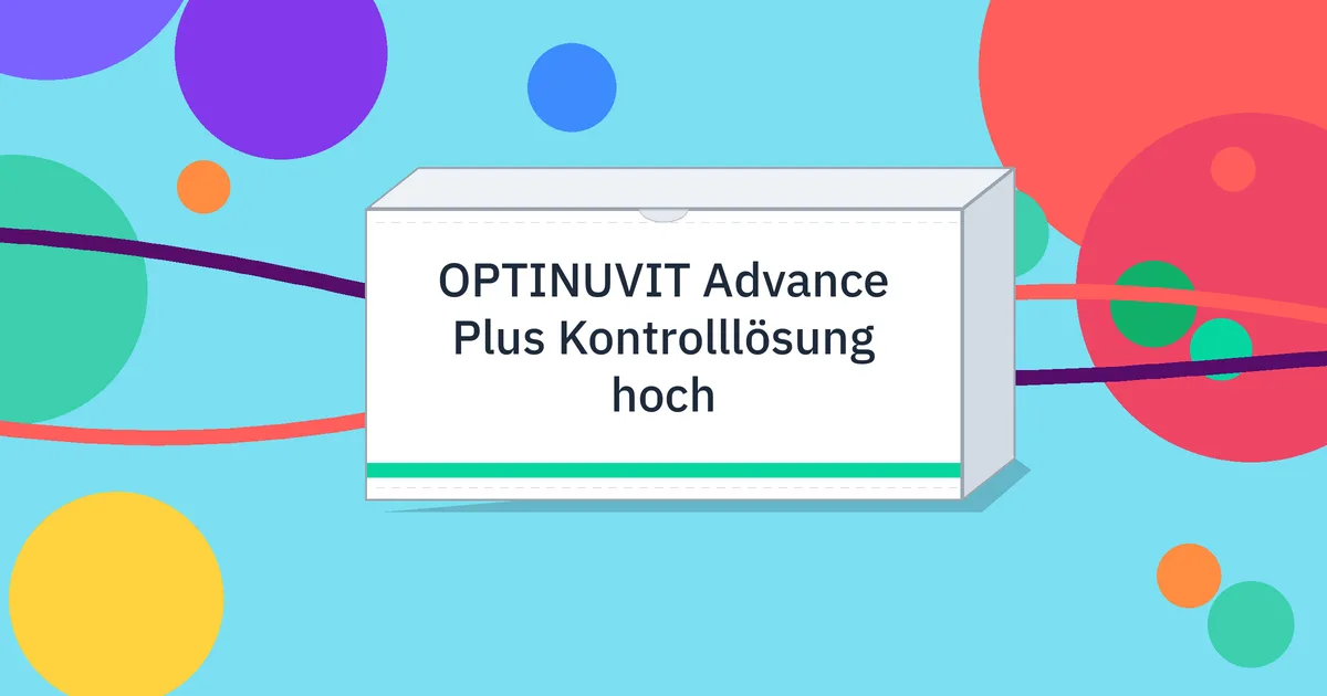 Symbolbild: Packung mit der Aufschrift OPTINUVIT Advance Plus Kontrolllösung hoch (PZN 19892886) – Verfügbarkeit und Bezug in Apotheken in Frankfurt am Main