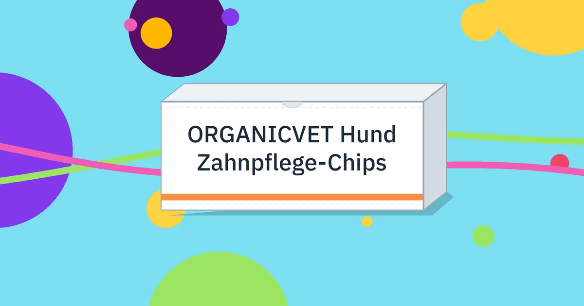 Symbolbild: Packung mit der Aufschrift ORGANICVET Hund Zahnpflege-Chips (PZN 12371322) – Verfügbarkeit und Bezug in Apotheken in Frankfurt am Main