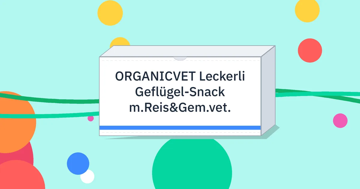 Symbolbild: Packung mit der Aufschrift ORGANICVET Leckerli Geflügel-Snack m.Reis&Gem.vet. (PZN 00885079) – Verfügbarkeit und Bezug in Apotheken in Frankfurt am Main
