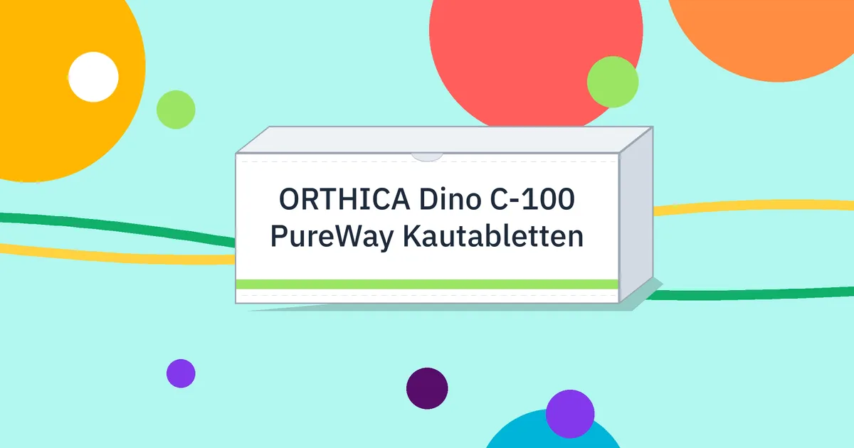 Symbolbild: Packung mit der Aufschrift ORTHICA Dino C-100 PureWay Kautabletten (PZN 17928769) – Verfügbarkeit und Bezug in Apotheken in Frankfurt am Main