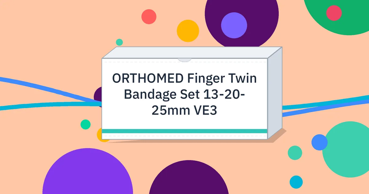 Symbolbild: Packung mit der Aufschrift ORTHOMED Finger Twin Bandage Set 13-20-25mm VE3 (PZN 18247988) – Verfügbarkeit und Bezug in Apotheken in Frankfurt am Main