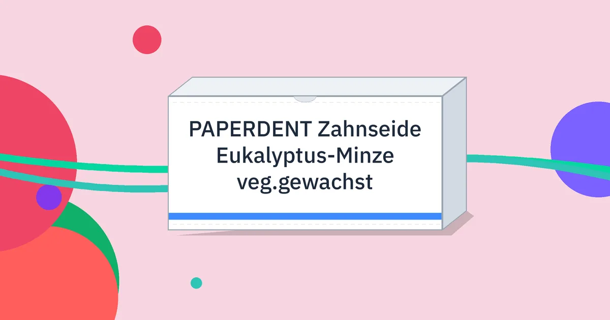 Symbolbild: Packung mit der Aufschrift PAPERDENT Zahnseide Eukalyptus-Minze veg.gewachst (PZN 18886346) – Verfügbarkeit und Bezug in Apotheken in Frankfurt am Main