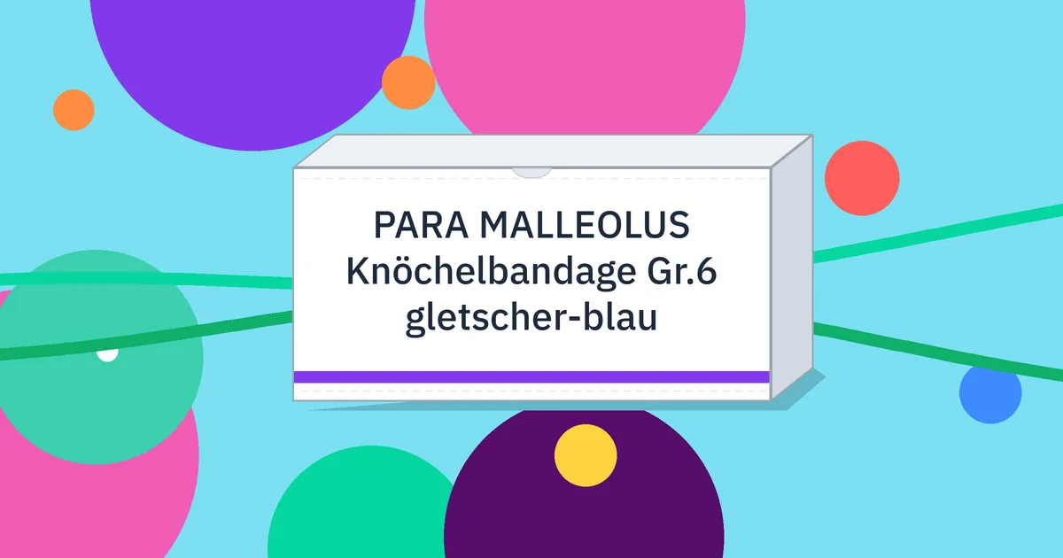 Symbolbild: Packung mit der Aufschrift PARA MALLEOLUS Knöchelbandage Gr.6 gletscher-blau (PZN 13763567) – Verfügbarkeit und Bezug in Apotheken in Frankfurt am Main