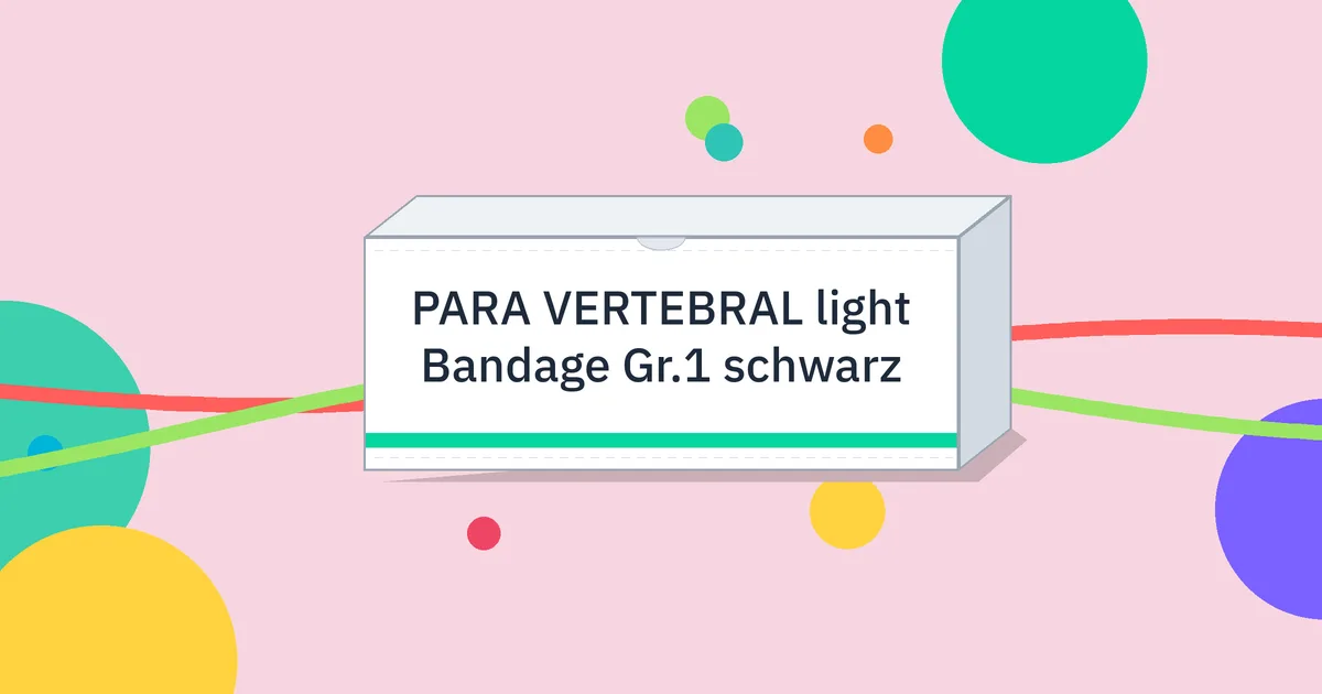 Symbolbild: Packung mit der Aufschrift PARA VERTEBRAL light Bandage Gr.1 schwarz (PZN 10003749) – Verfügbarkeit und Bezug in Apotheken in Frankfurt am Main