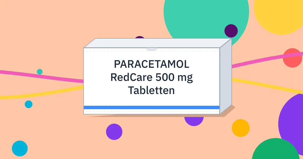 Symbolbild: Packung mit der Aufschrift PARACETAMOL RedCare 500 mg Tabletten (PZN 16013200) – Verfügbarkeit und Bezug in Apotheken in Frankfurt am Main
