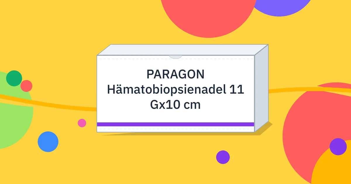 Symbolbild: Packung mit der Aufschrift PARAGON Hämatobiopsienadel 11 Gx10 cm (PZN 00298040) – Verfügbarkeit und Bezug in Apotheken in Frankfurt am Main