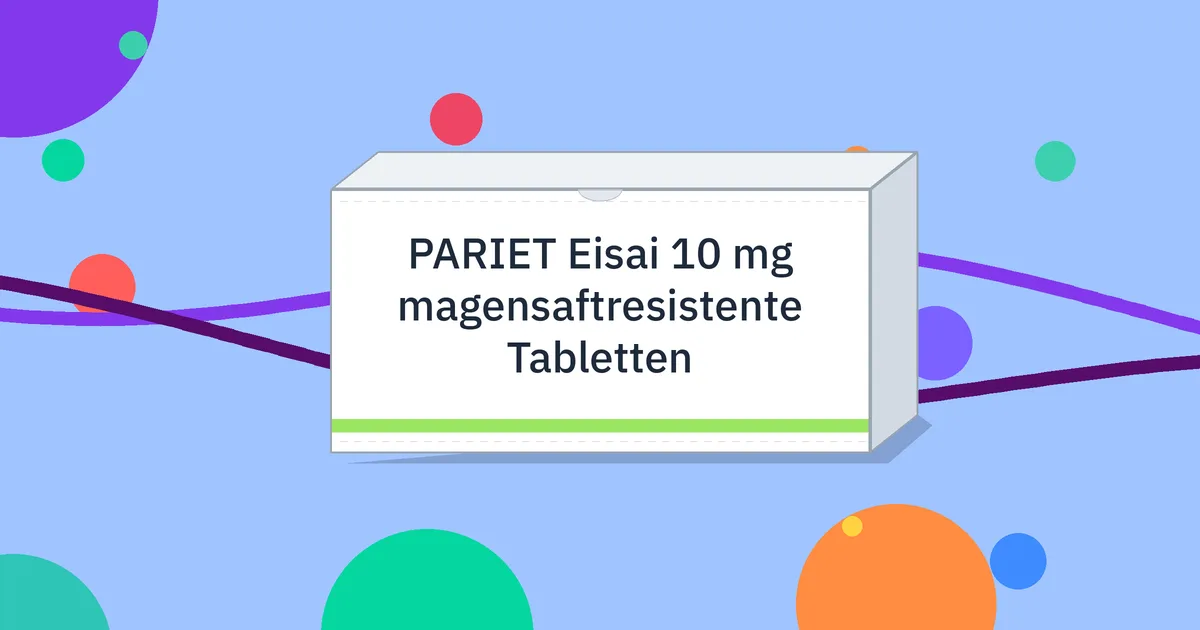 Symbolbild: Packung mit der Aufschrift PARIET Eisai 10 mg magensaftresistente Tabletten (PZN 00176584) – Verfügbarkeit und Bezug in Apotheken in Frankfurt am Main