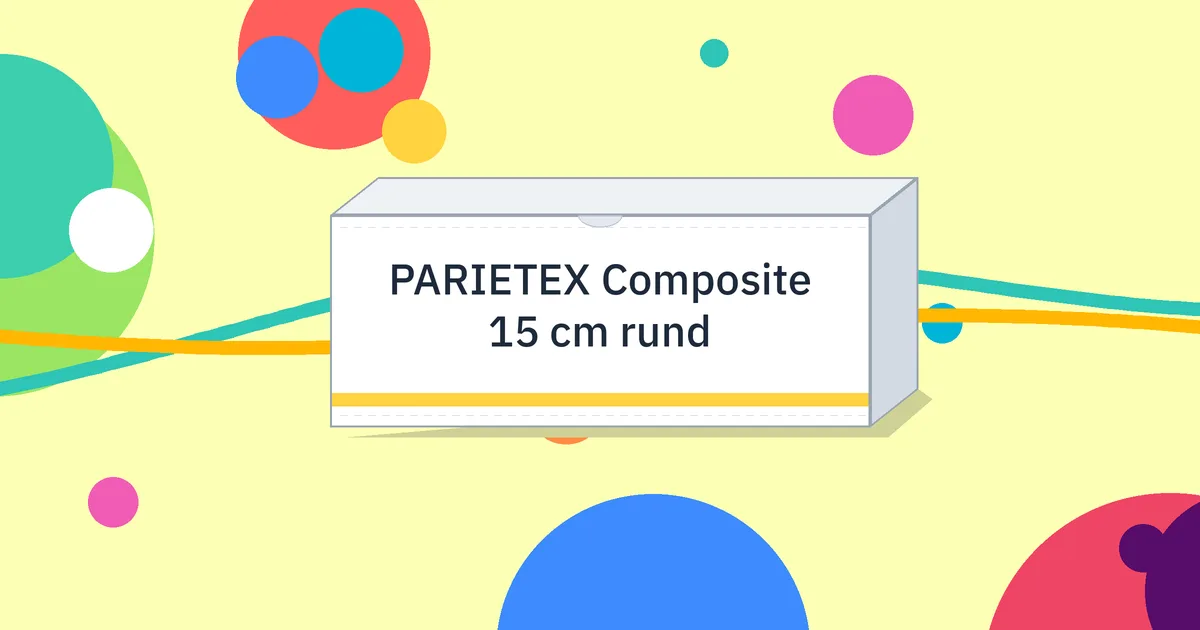 Symbolbild: Packung mit der Aufschrift PARIETEX Composite 15 cm rund (PZN 00229659) – Verfügbarkeit und Bezug in Apotheken in Frankfurt am Main