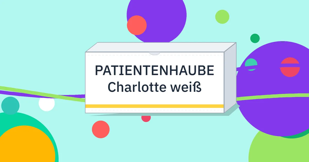 Symbolbild: Packung mit der Aufschrift PATIENTENHAUBE Charlotte weiß (PZN 10846749) – Verfügbarkeit und Bezug in Apotheken in Frankfurt am Main