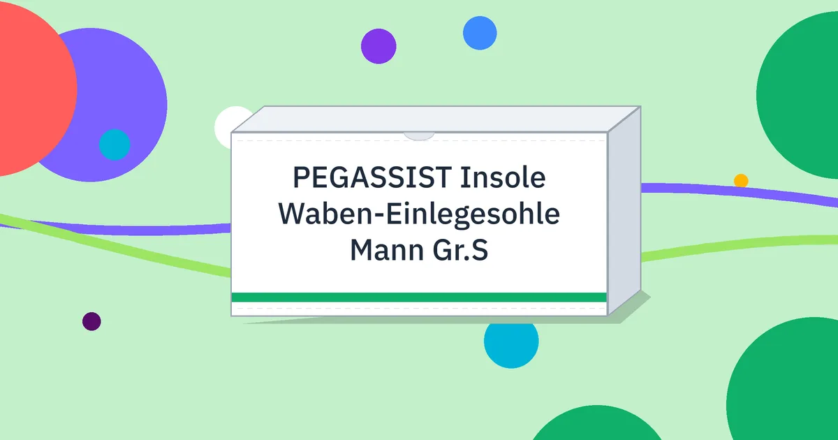 Symbolbild: Packung mit der Aufschrift PEGASSIST Insole Waben-Einlegesohle Mann Gr.S (PZN 14255235) – Verfügbarkeit und Bezug in Apotheken in Frankfurt am Main