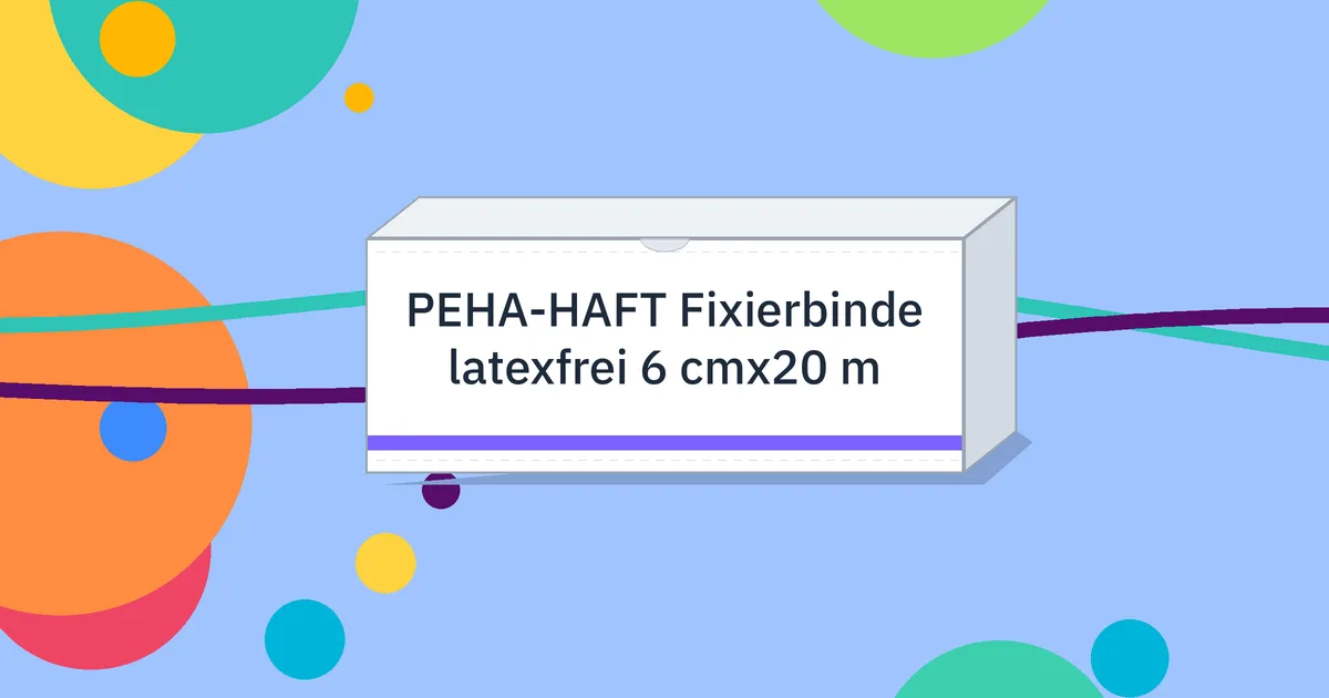 Symbolbild: Packung mit der Aufschrift PEHA-HAFT Fixierbinde latexfrei 6 cmx20 m (PZN 12550378) – Verfügbarkeit und Bezug in Apotheken in Frankfurt am Main