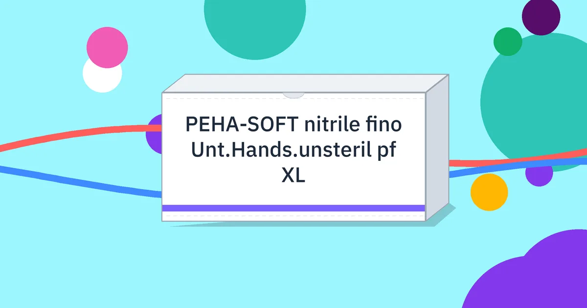 Symbolbild: Packung mit der Aufschrift PEHA-SOFT nitrile fino Unt.Hands.unsteril pf XL (PZN 03539774) – Verfügbarkeit und Bezug in Apotheken in Frankfurt am Main