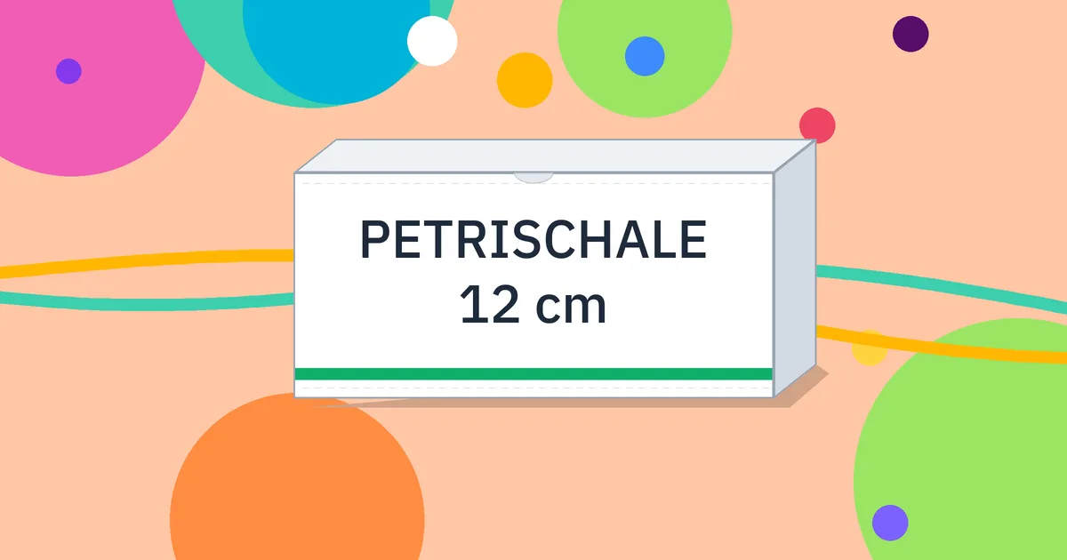 Symbolbild: Packung mit der Aufschrift PETRISCHALE 12 cm (PZN 01734885) – Verfügbarkeit und Bezug in Apotheken in Frankfurt am Main