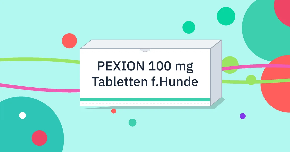 Symbolbild: Packung mit der Aufschrift PEXION 100 mg Tabletten f.Hunde (PZN 08641342) – Verfügbarkeit und Bezug in Apotheken in Frankfurt am Main