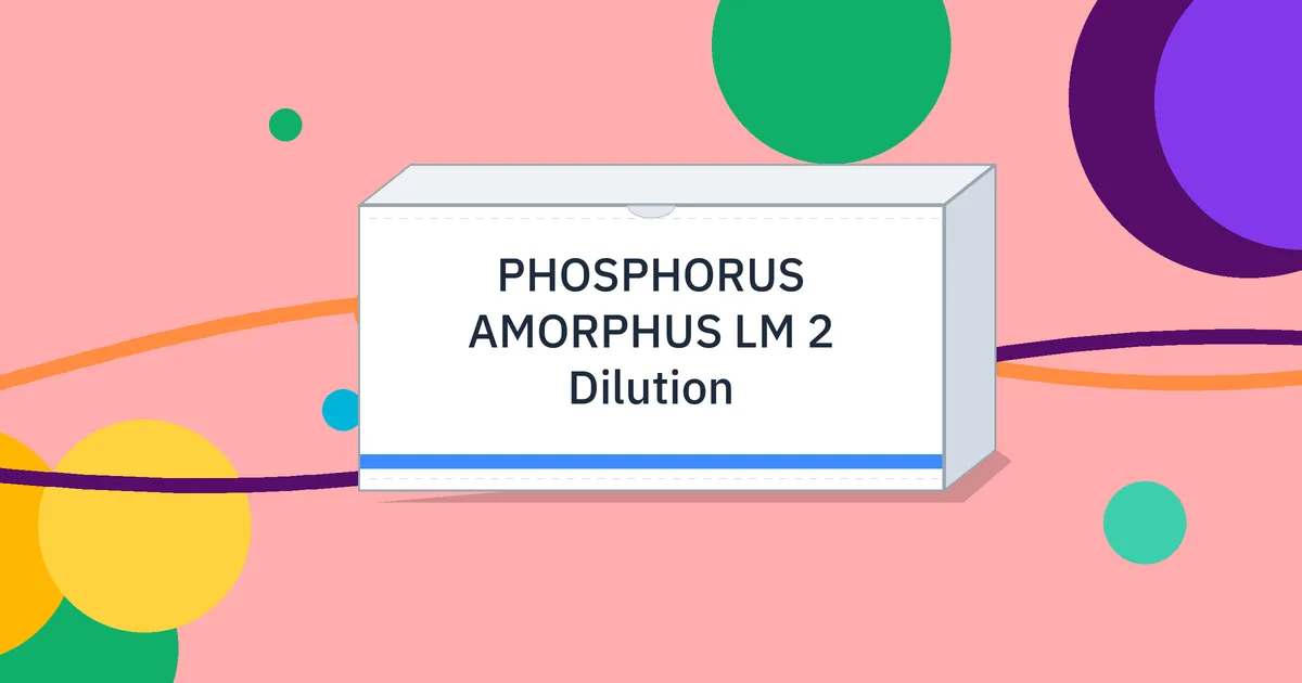 Symbolbild: Packung mit der Aufschrift PHOSPHORUS AMORPHUS LM 2 Dilution (PZN 13034302) – Verfügbarkeit und Bezug in Apotheken in Frankfurt am Main