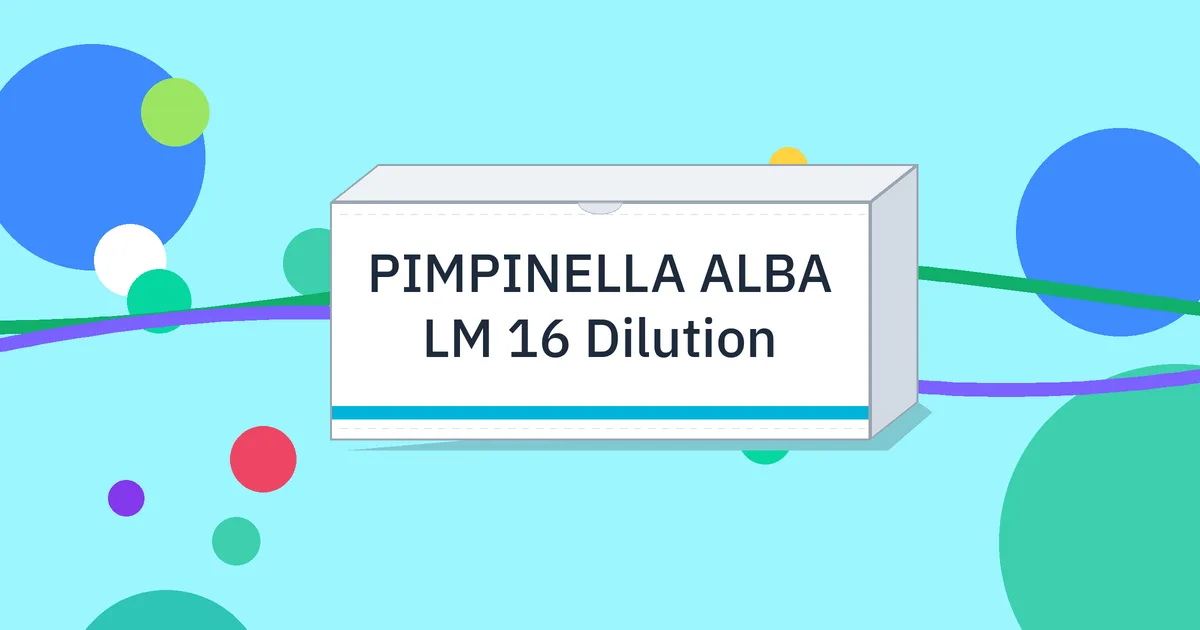 Symbolbild: Packung mit der Aufschrift PIMPINELLA ALBA LM 16 Dilution (PZN 13643946) – Verfügbarkeit und Bezug in Apotheken in Frankfurt am Main