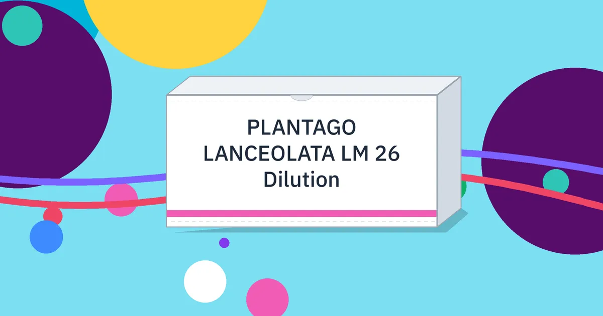 Symbolbild: Packung mit der Aufschrift PLANTAGO LANCEOLATA LM 26 Dilution (PZN 13037200) – Verfügbarkeit und Bezug in Apotheken in Frankfurt am Main