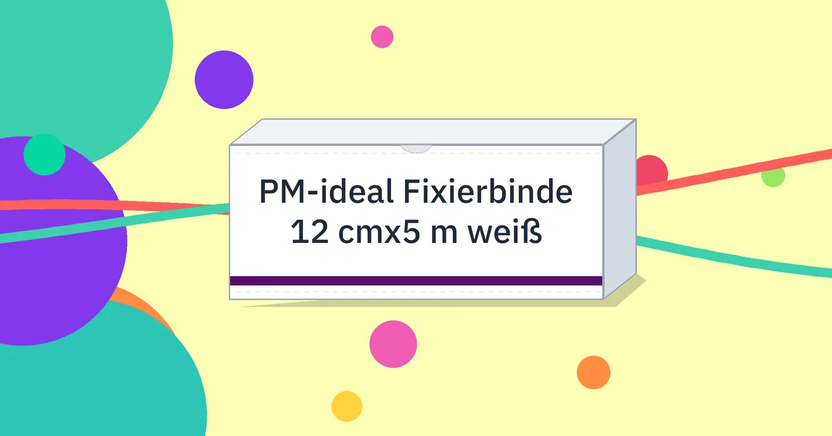 Symbolbild: Packung mit der Aufschrift PM-ideal Fixierbinde 12 cmx5 m weiß (PZN 18844419) – Verfügbarkeit und Bezug in Apotheken in Frankfurt am Main