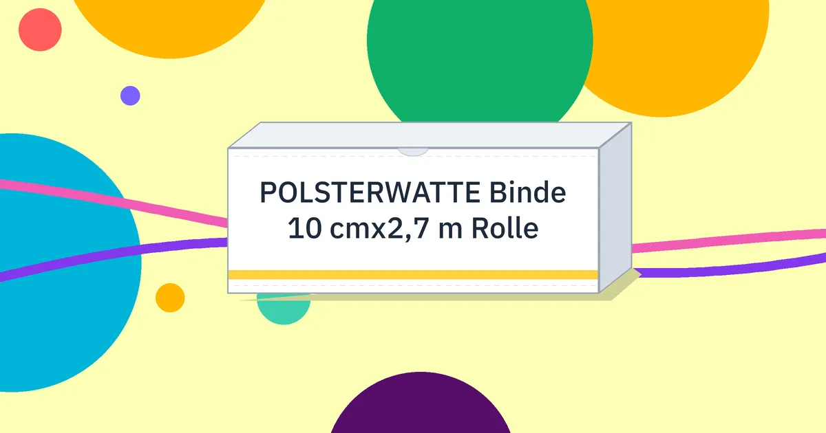 Symbolbild: Packung mit der Aufschrift POLSTERWATTE Binde 10 cmx2,7 m Rolle (PZN 19523522) – Verfügbarkeit und Bezug in Apotheken in Frankfurt am Main