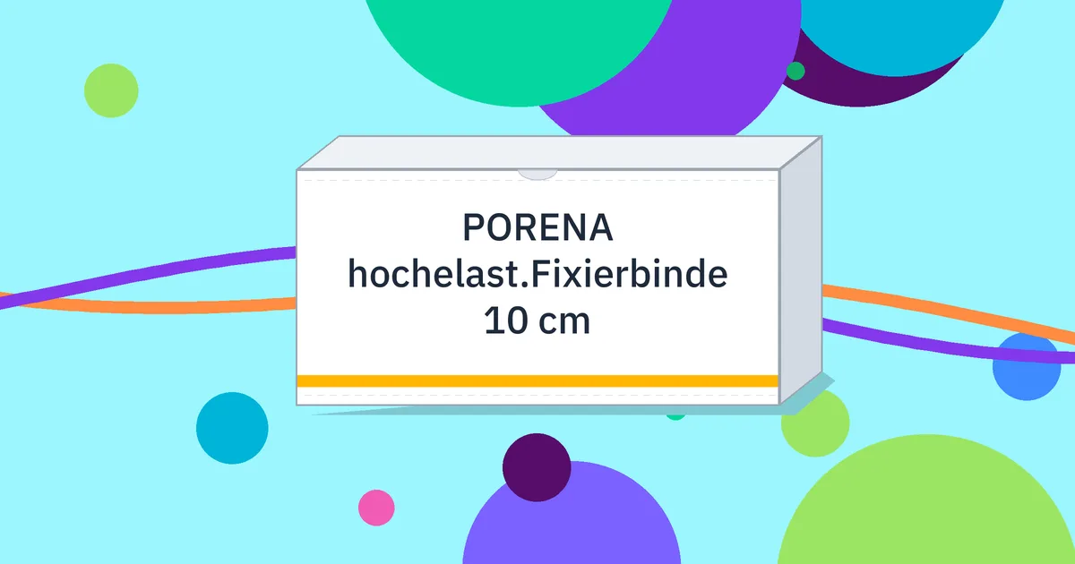 Symbolbild: Packung mit der Aufschrift PORENA hochelast.Fixierbinde 10 cm (PZN 02724825) – Verfügbarkeit und Bezug in Apotheken in Frankfurt am Main