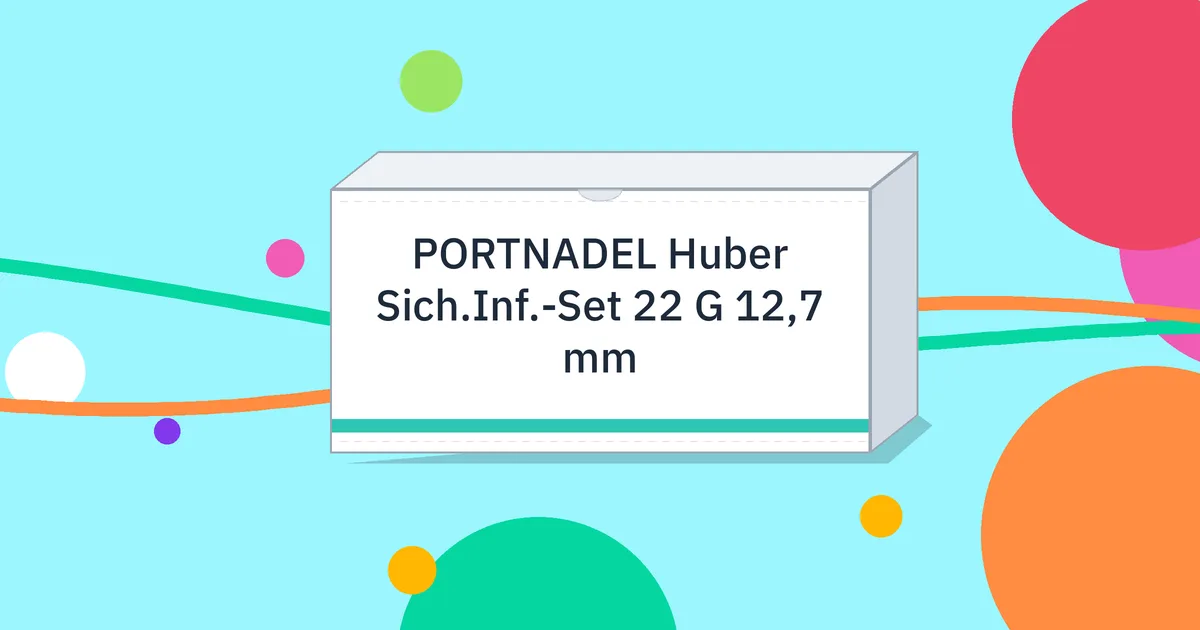 Symbolbild: Packung mit der Aufschrift PORTNADEL Huber Sich.Inf.-Set 22 G 12,7 mm (PZN 00355105) – Verfügbarkeit und Bezug in Apotheken in Frankfurt am Main