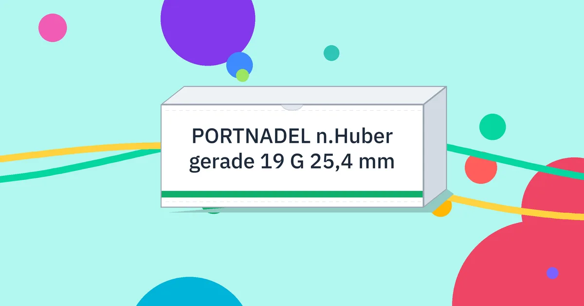 Symbolbild: Packung mit der Aufschrift PORTNADEL n.Huber gerade 19 G 25,4 mm (PZN 09314846) – Verfügbarkeit und Bezug in Apotheken in Frankfurt am Main