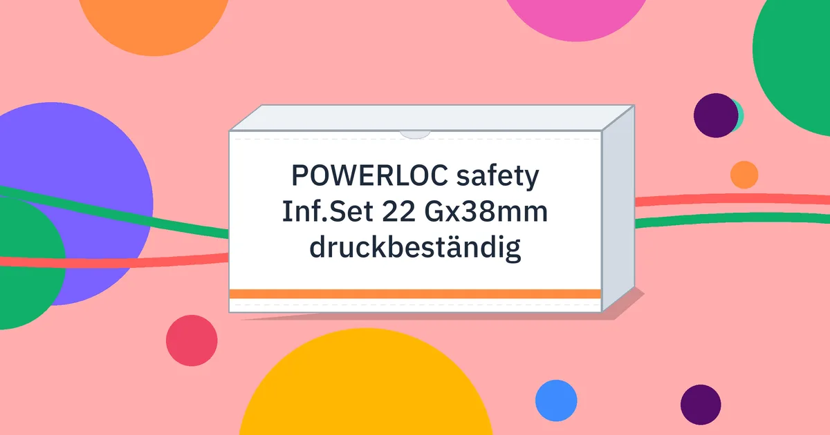 Symbolbild: Packung mit der Aufschrift POWERLOC safety Inf.Set 22 Gx38mm druckbeständig (PZN 18816788) – Verfügbarkeit und Bezug in Apotheken in Frankfurt am Main