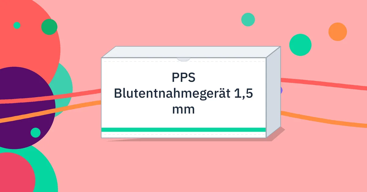 Symbolbild: Packung mit der Aufschrift PPS Blutentnahmegerät 1,5 mm (PZN 05028977) – Verfügbarkeit und Bezug in Apotheken in Frankfurt am Main