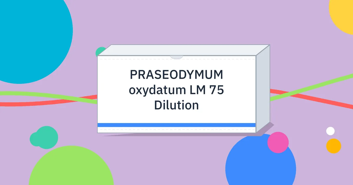 Symbolbild: Packung mit der Aufschrift PRASEODYMUM oxydatum LM 75 Dilution (PZN 13666858) – Verfügbarkeit und Bezug in Apotheken in Frankfurt am Main