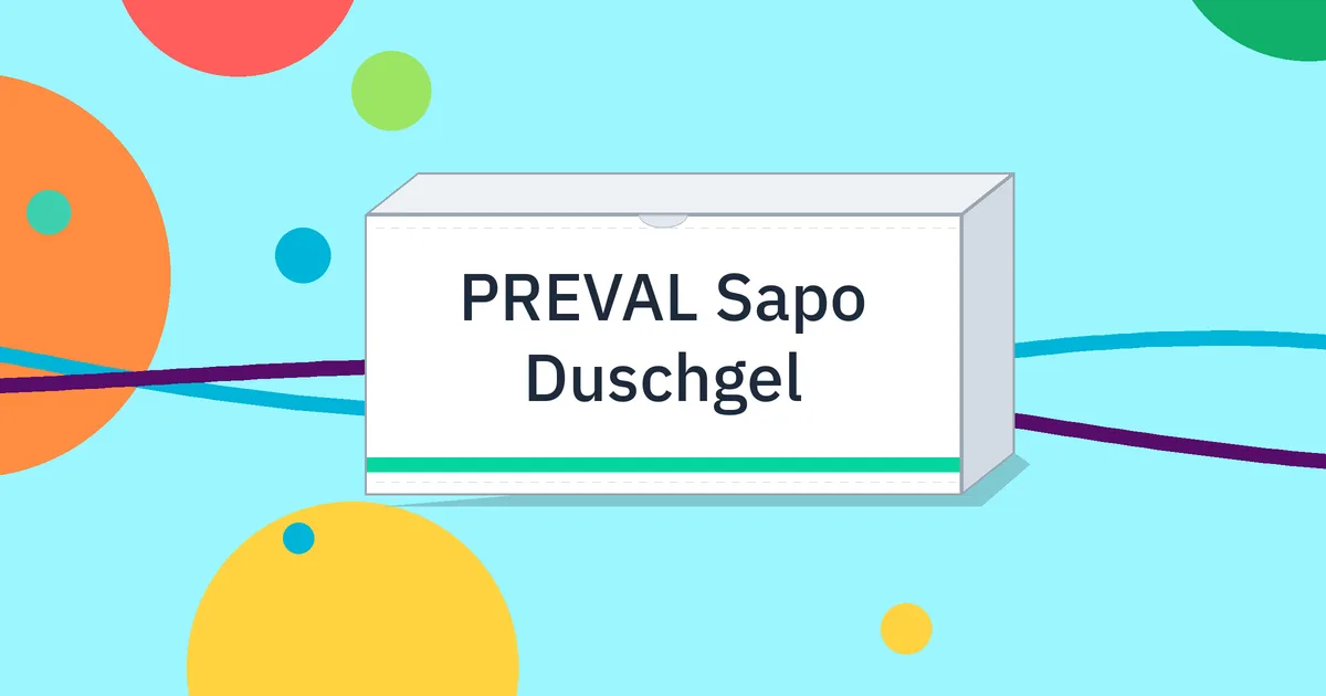 Symbolbild: Packung mit der Aufschrift PREVAL Sapo Duschgel (PZN 00716046) – Verfügbarkeit und Bezug in Apotheken in Frankfurt am Main