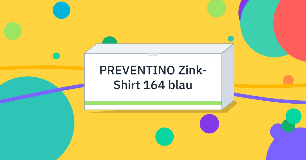 Symbolbild: Packung mit der Aufschrift PREVENTINO Zink-Shirt 164 blau (PZN 12446770) – Verfügbarkeit und Bezug in Apotheken in Frankfurt am Main