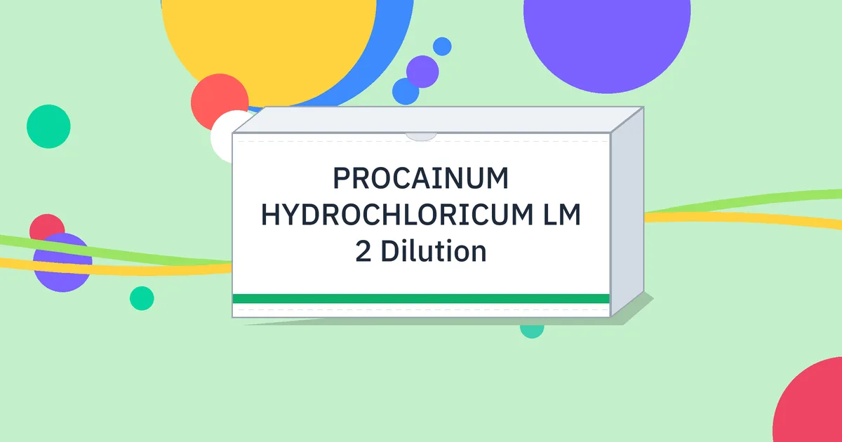 Symbolbild: Packung mit der Aufschrift PROCAINUM HYDROCHLORICUM LM 2 Dilution (PZN 13668308) – Verfügbarkeit und Bezug in Apotheken in Frankfurt am Main