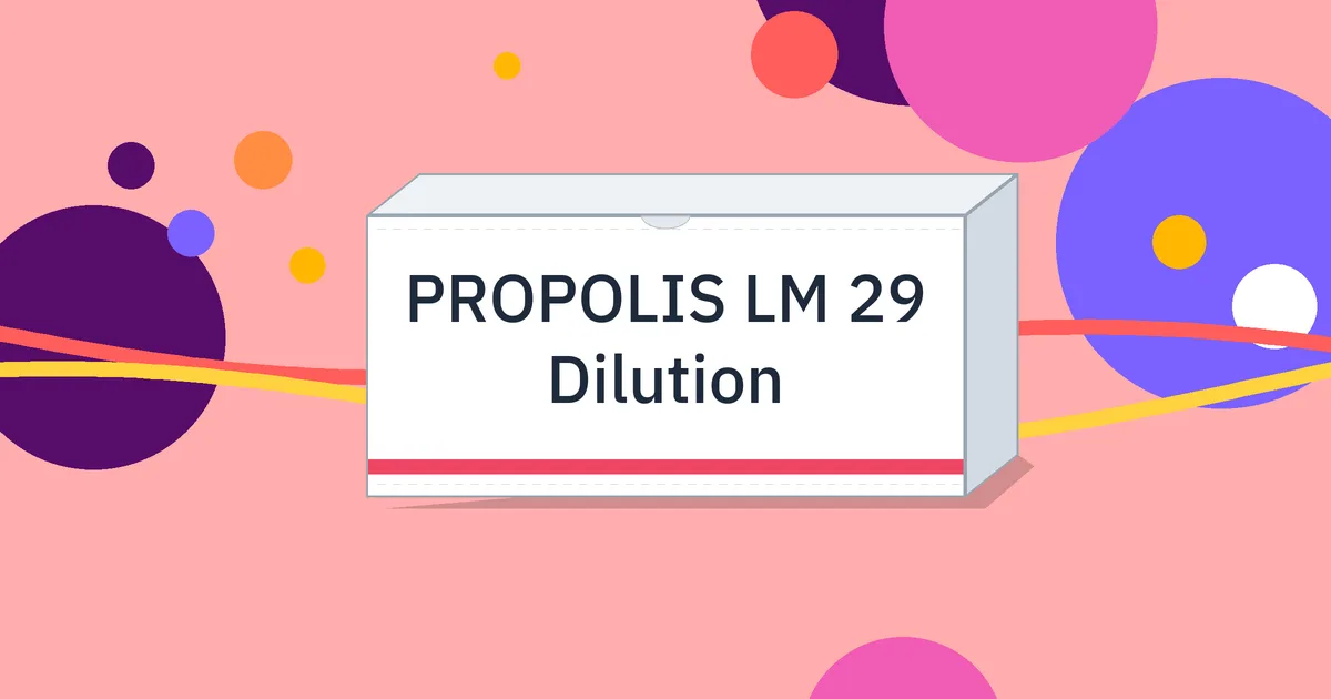 Symbolbild: Packung mit der Aufschrift PROPOLIS LM 29 Dilution (PZN 13044826) – Verfügbarkeit und Bezug in Apotheken in Frankfurt am Main